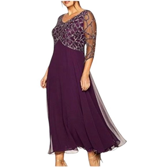 J Kara | Dresses | Jkara Plus Size 2w Eggplant Purple Evening Gown ...